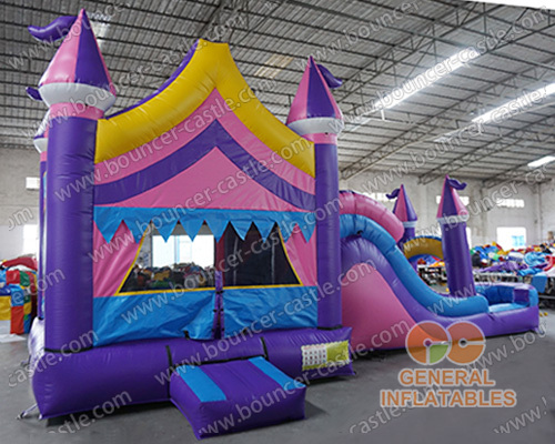 Inflatable Purple And Pink Castle Combo With Slide Wet/dry | Water ...